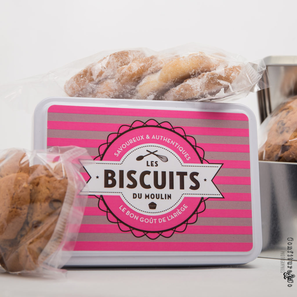 Boite spécialité d'Ariège : biscuits du moulin fabriqués à Sinsat